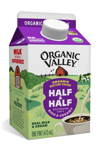 CREAMER 473ML HALF & HALF ORGANIC VALLEY – Nature Sante