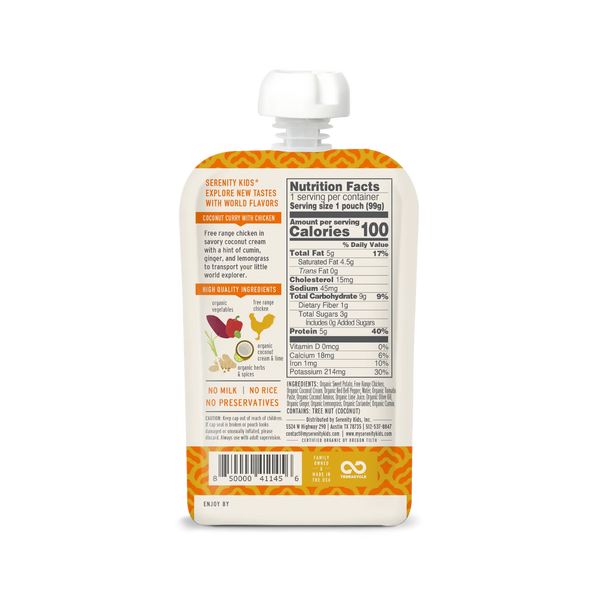 POUCH 99G CHICKEN COCONUT CURRY SERENITY – Nature Sante