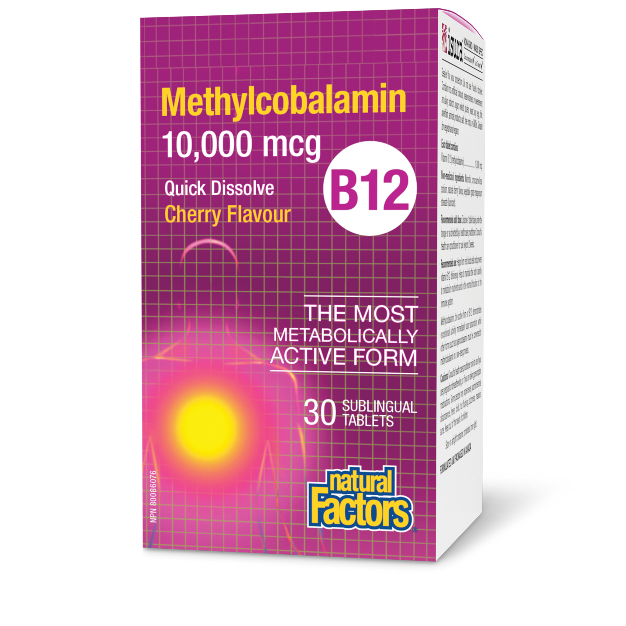 Natural Factors B12 Methylcobalamin 10,000 mcg 30 Sublingual Tablets C ...